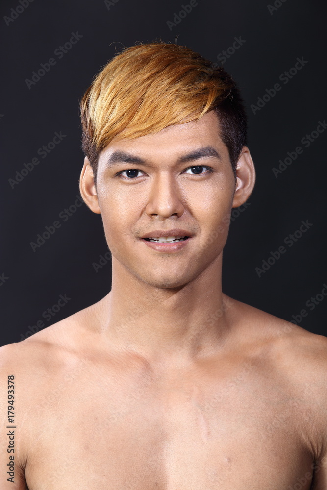 Asian man after make up hair style. no retouch, fresh face Stock Photo ...
