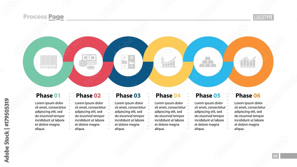 Six Phases Timeline Slide Template Stock Vector | Adobe Stock