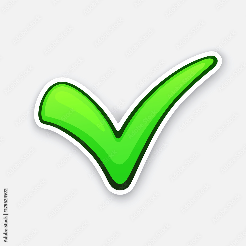 Vector illustration. Green check mark for indicate right choice. Symbol ...