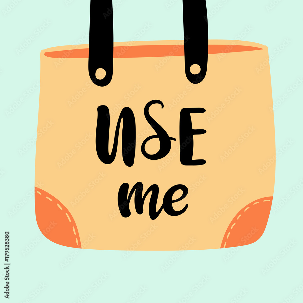 Cartoon bag with handwritten inscription Use me. Vector illustration ...