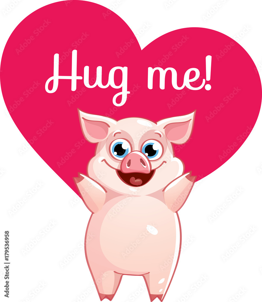 Cartoon pig ready for a hugging Stock Vector | Adobe Stock