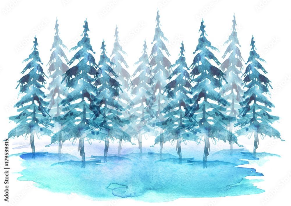 Snowy Trees Drawing