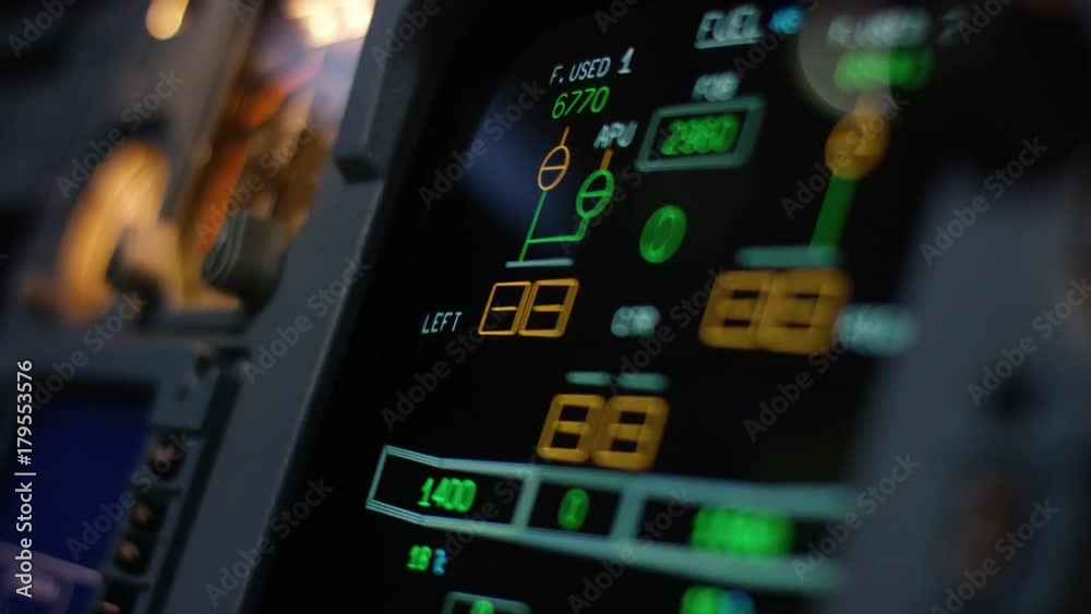 Autopilot control element of an airliner. Panel of switches on an ...