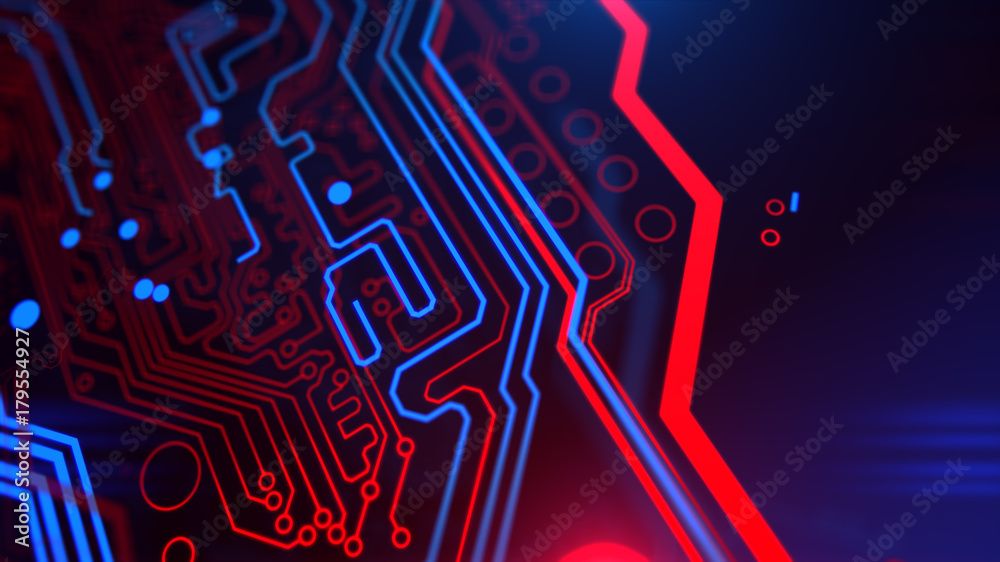 Red and Blue Digital Integrated Technology. Technological background ...