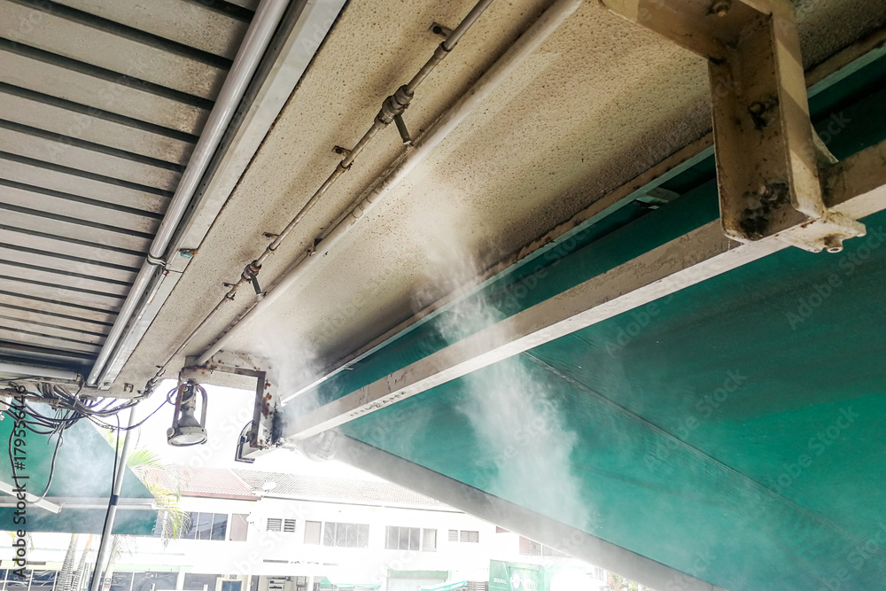 Water mist cooling system on ceiling lowers tropical ambient ...