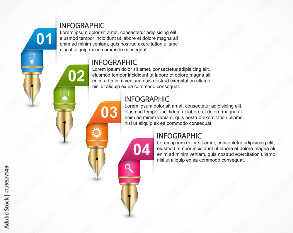 Vetor de Infographics template with colored pencil. Infographics for ...