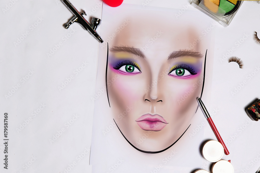 facechart makeup template for drawing cosmetics Stock Photo | Adobe Stock