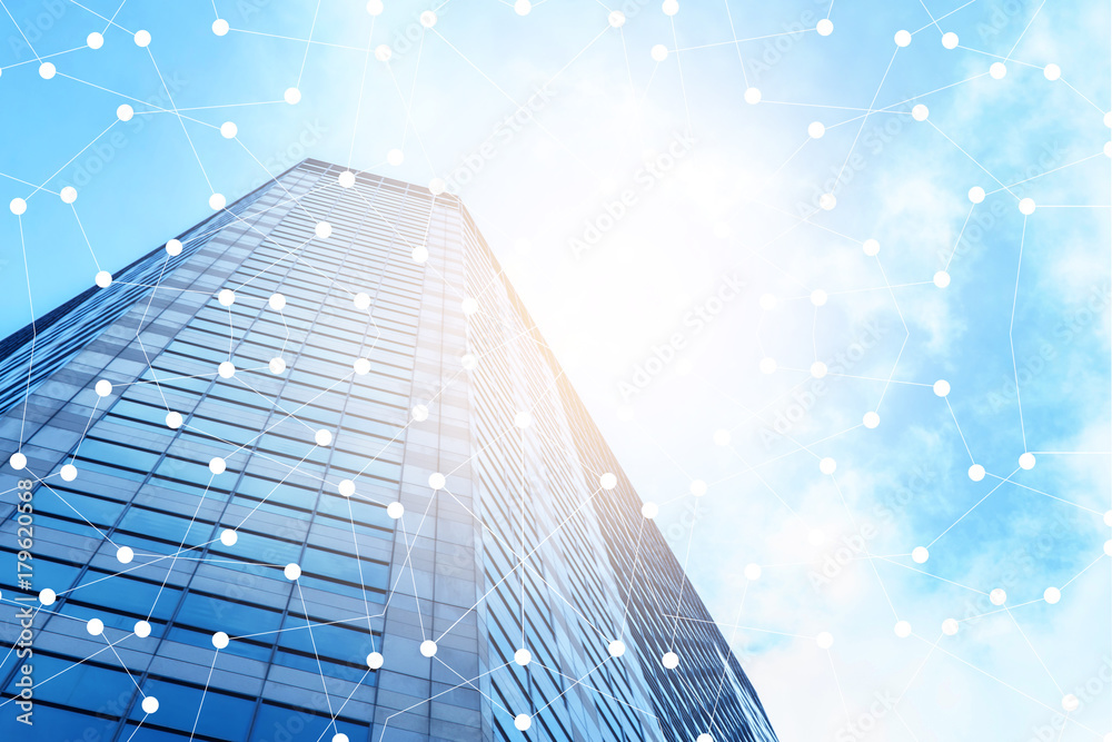 Smart city and internet with network - communication connection on ...
