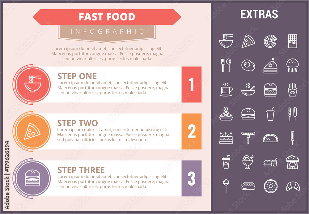 Fast food infographic timeline template, elements and icons. Infograph ...