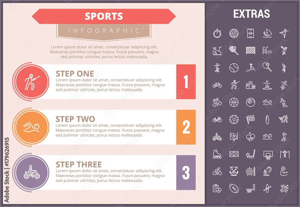 Sports infographic timeline template, elements and icons. Infograph ...