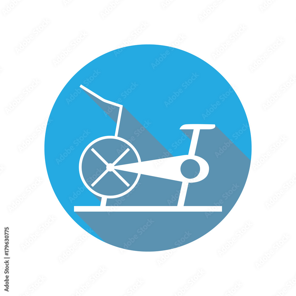 Stationary bicycle, Exercise Bike flat icon. Sport sign. Notebook ...