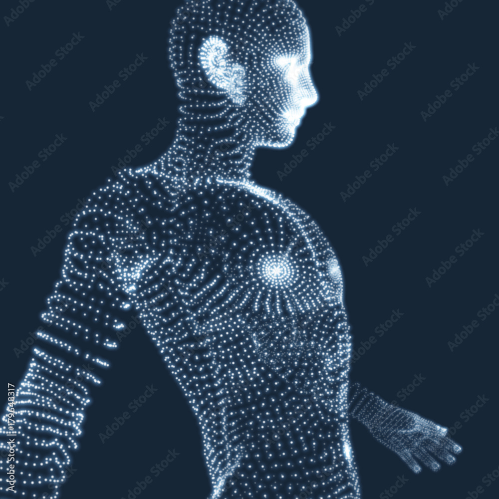 Poster 3D Model of Man. Human Body. Design Element. Vector Illustration ...