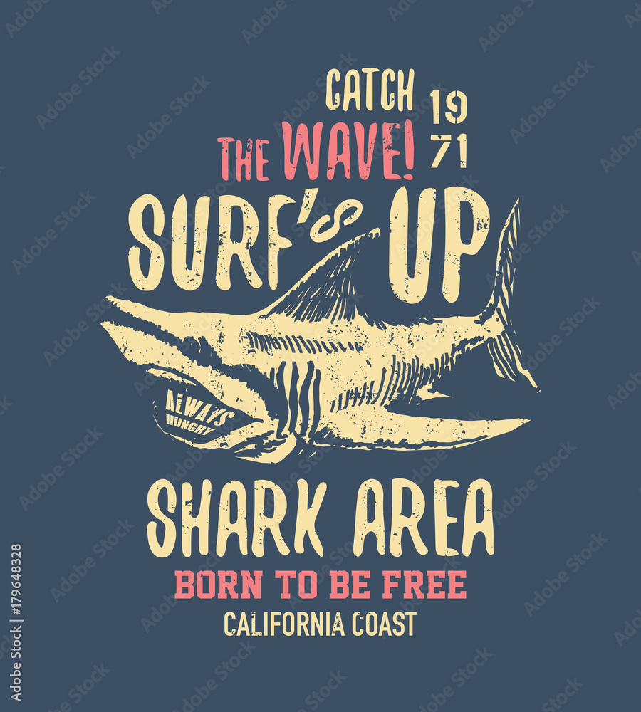 Dangerous shark illustration with typo Stock Vector | Adobe Stock