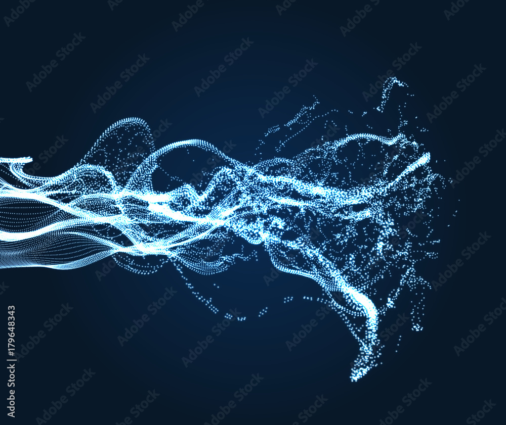 Array with Dynamic Emitted Particles. Water Splash Imitation. Abstract ...