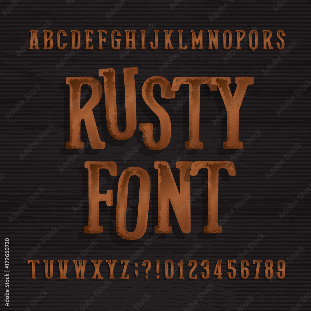 Hand drawn rusty vintage typeface. Retro alphabet font. Type letters ...