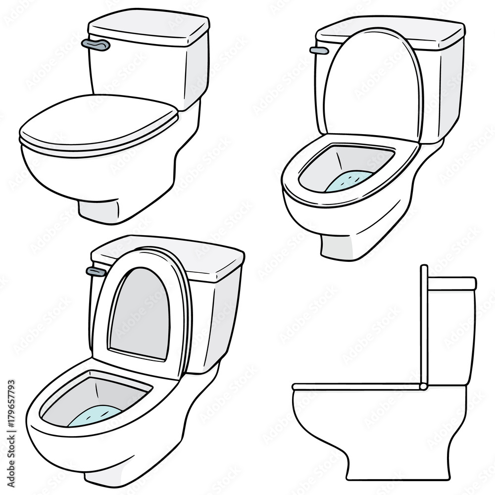 vector set of flush toilet Stock Vector | Adobe Stock
