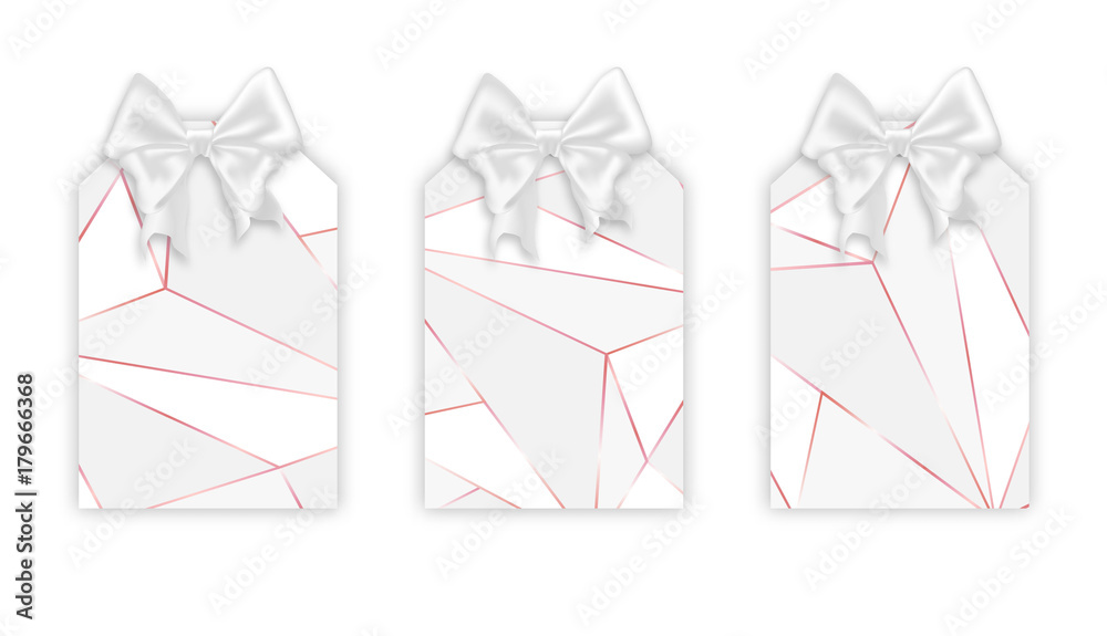 Geometric triangles label set, vector illustration. Realistic labels ...