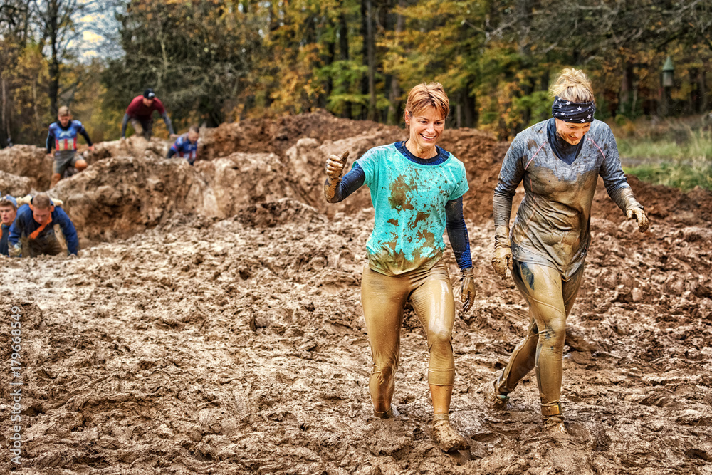 Mud race challenge Stock Photo | Adobe Stock