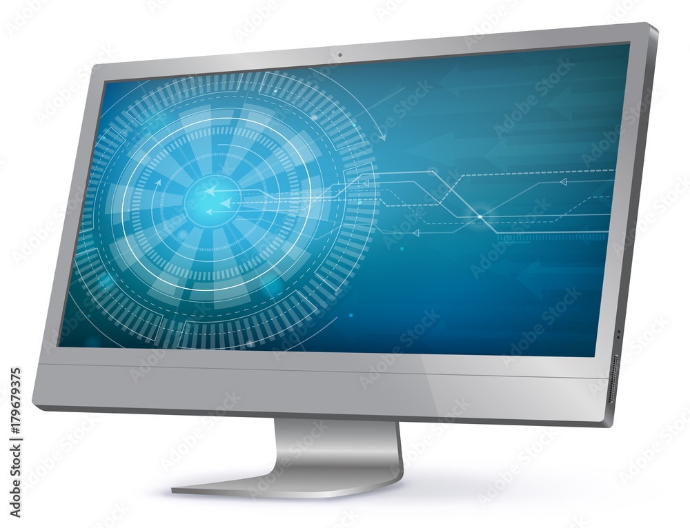 Computer Screen With Technology Wallpaper Vector Illustration isolated ...