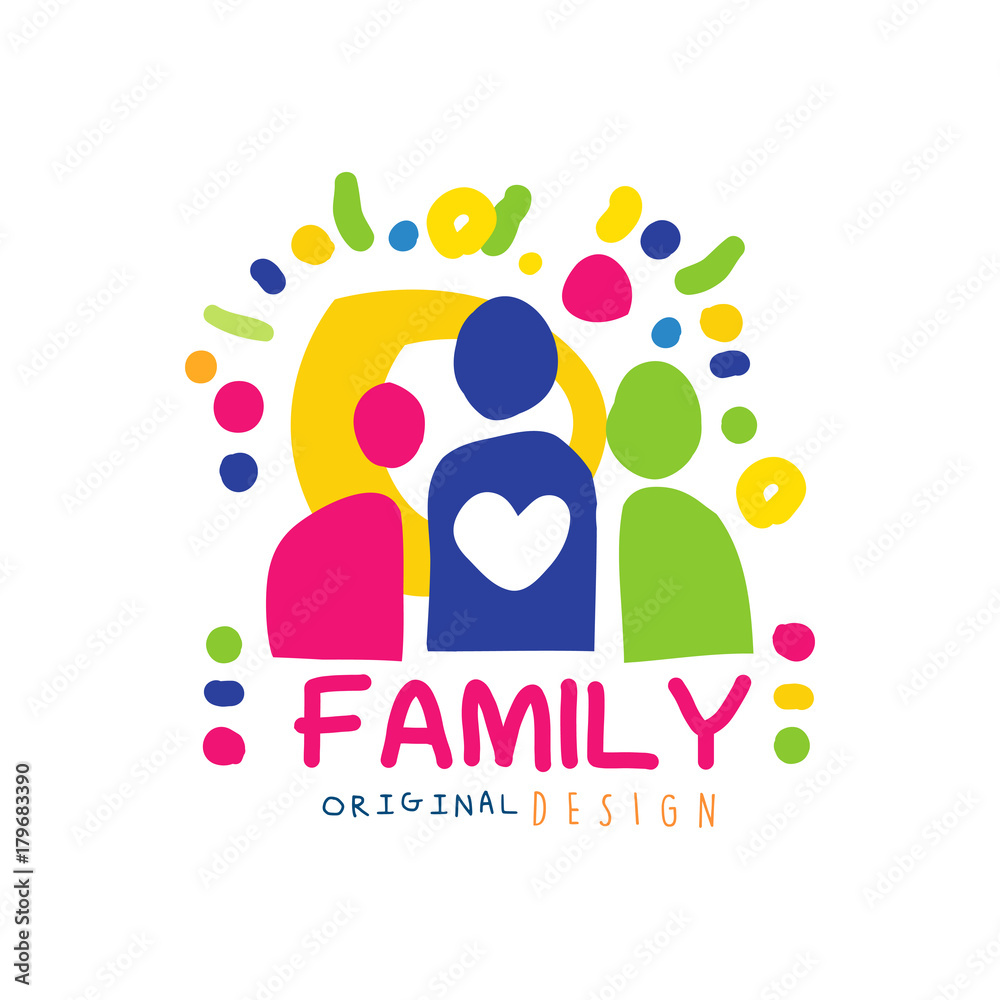 Abstract happy family logo with simple shapes of people Stock Vector ...