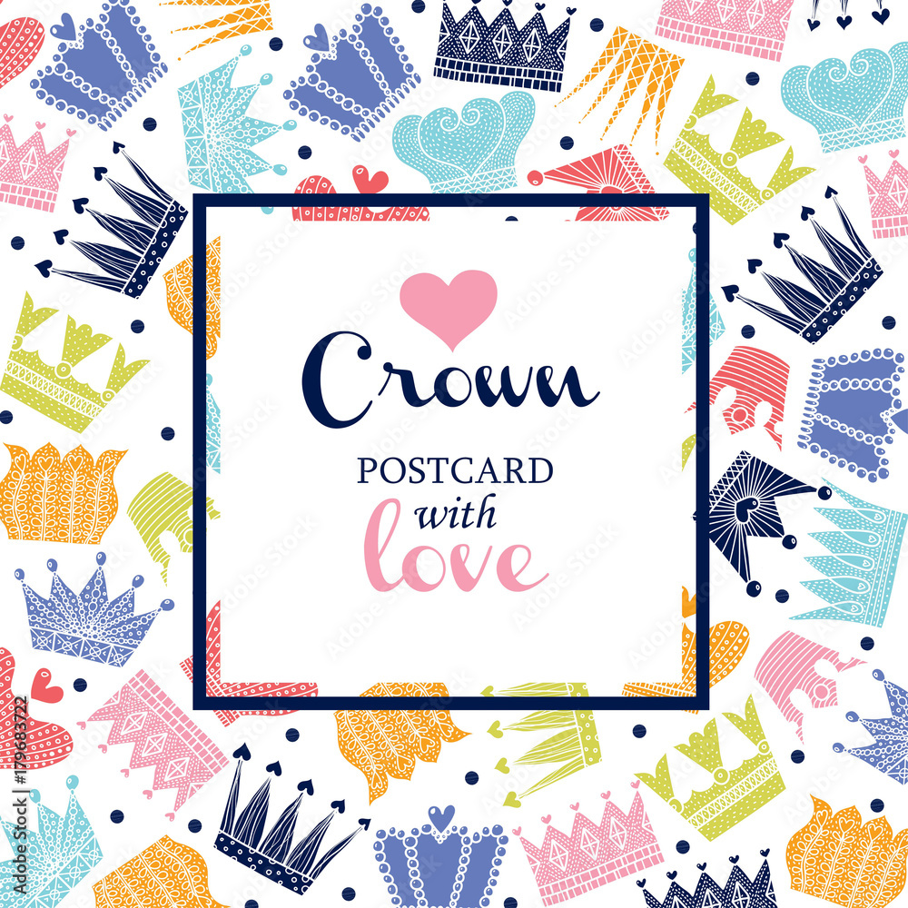 Princess postcard. Cute vector illustration. Stock Vector | Adobe Stock