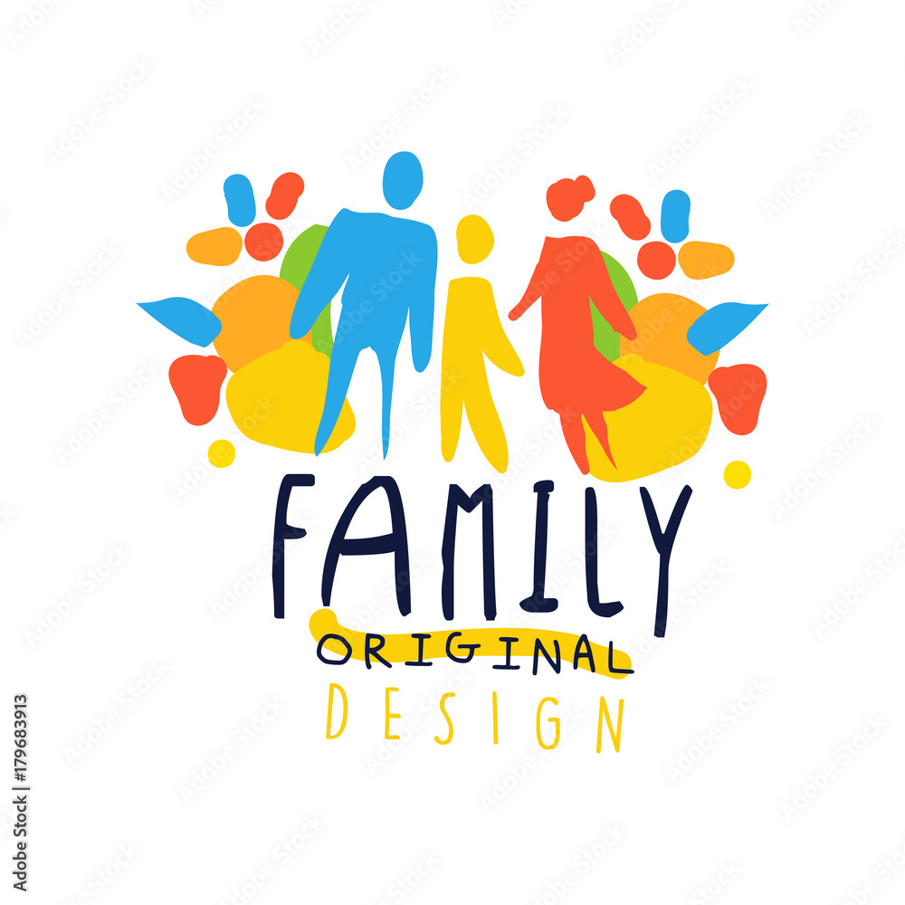 Colorful happy family logo design with mother, father and child Stock ...