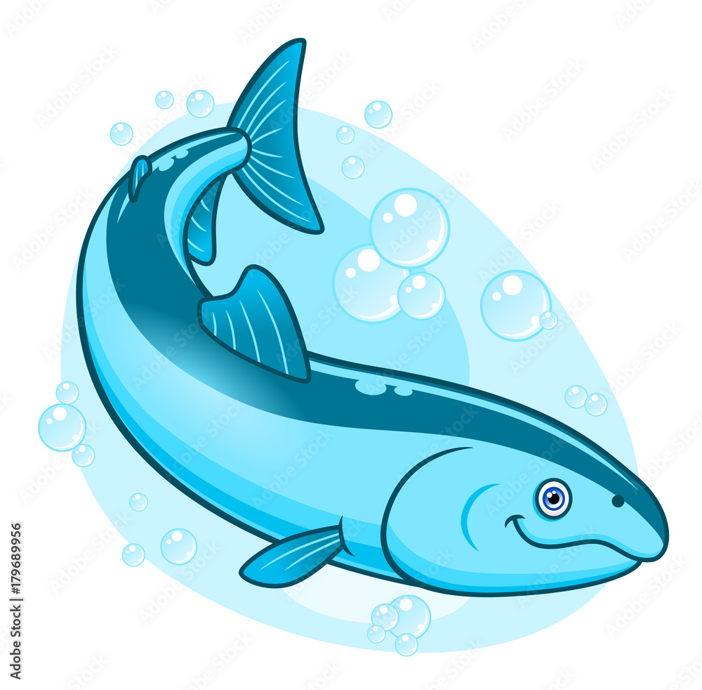 Cartoon cute coho salmon Stock Vector | Adobe Stock
