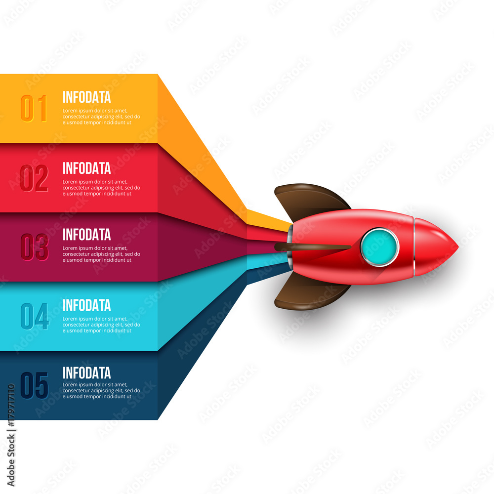 Vector Rocket Infographic Template For Diagram Graph Presentation