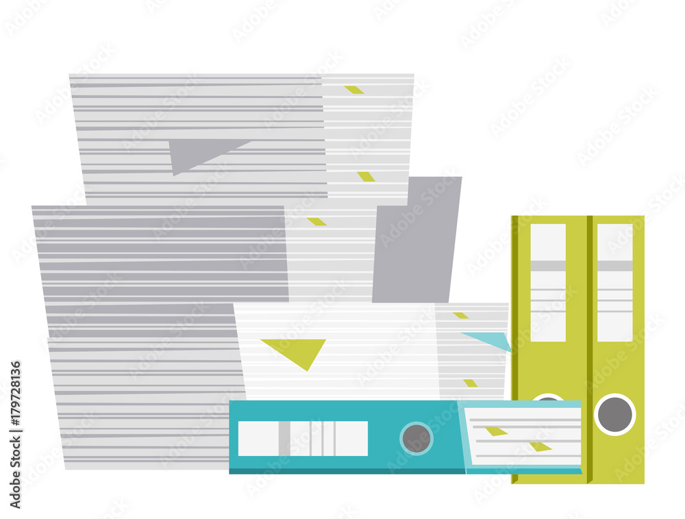 Stack of folders, papers, business documents vector cartoon ...