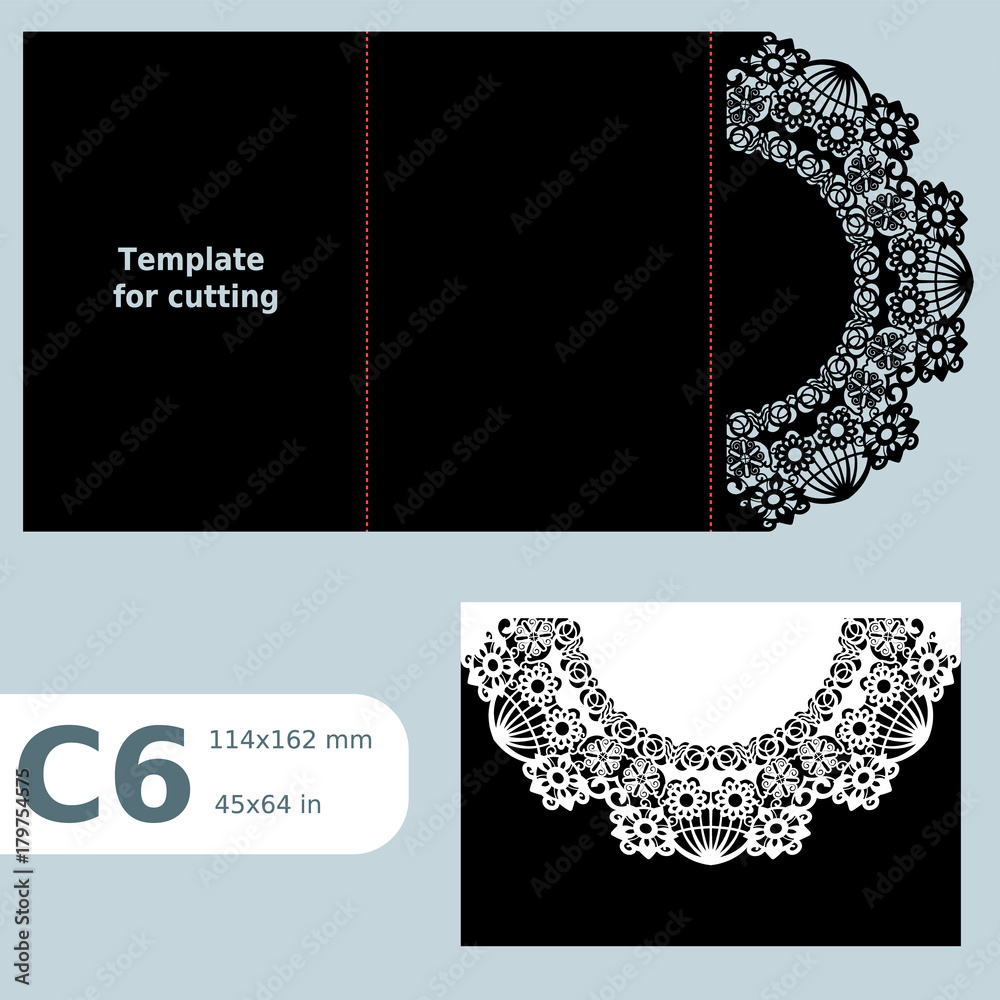 C6 paper openwork greeting card, wedding invitation, lace invitation ...