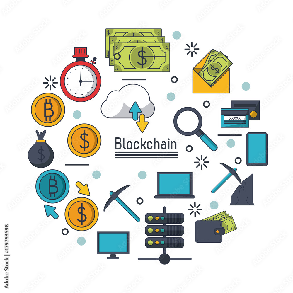 Blockchain and bitcoin icon vector illustration graphic design Stock ...