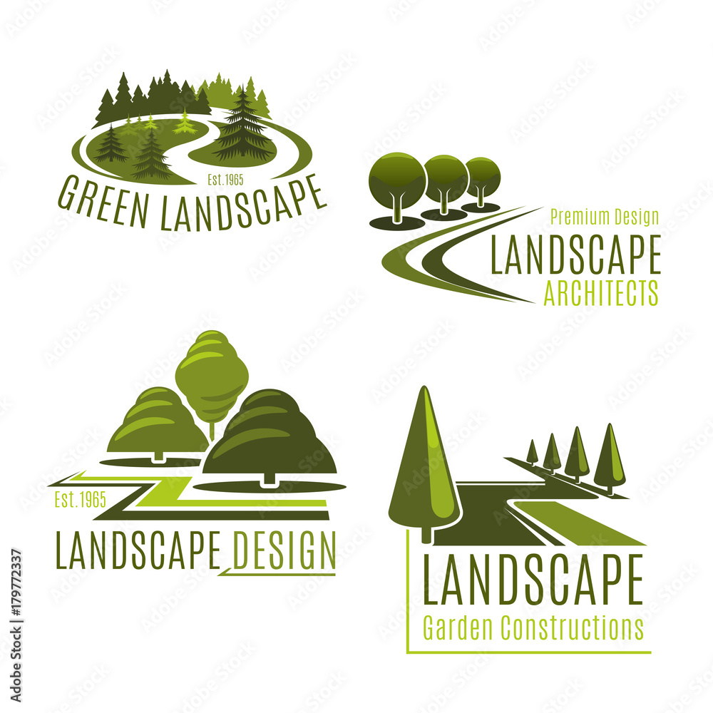Vector icons for nature landscaping company Stock Vector | Adobe Stock