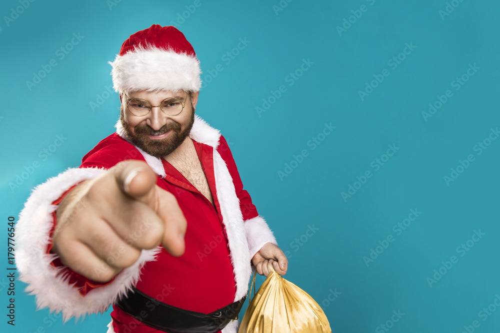 Happy Santa Claus pointing on you, concept christmas Stock Photo ...