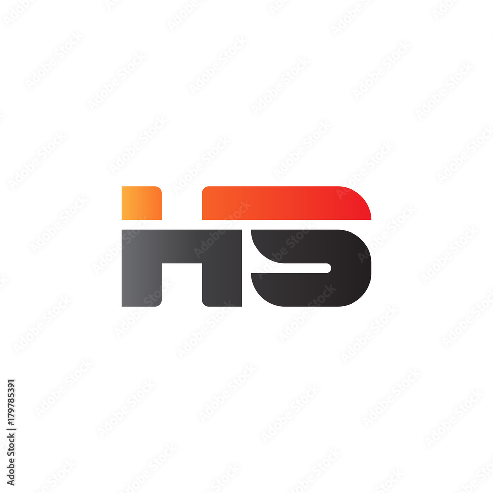 Initial letter HS, straight linked line bold logo, gradient fire red ...
