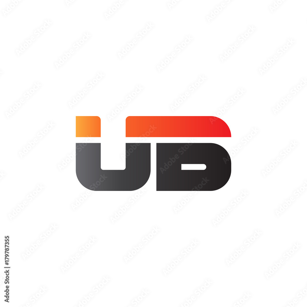 Initial letter UB, straight linked line bold logo, gradient fire red ...