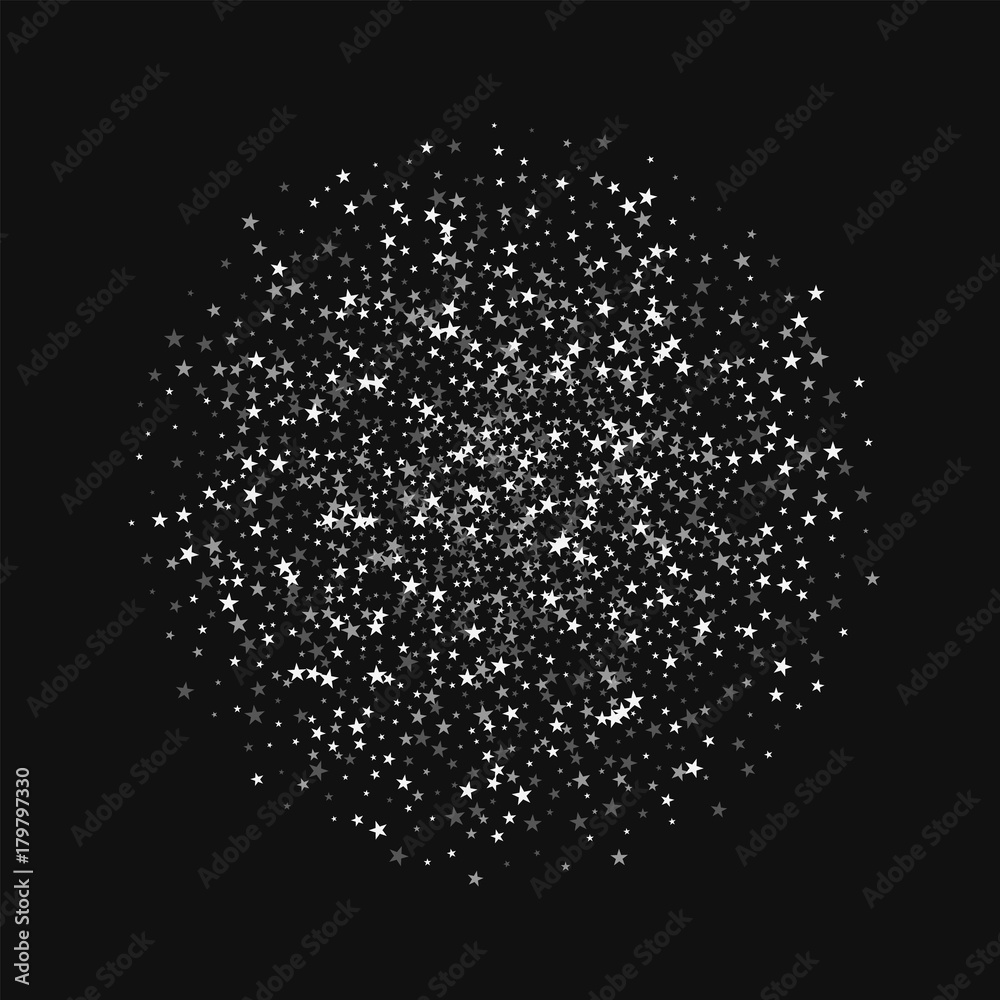 Amazing falling stars. Sphere with amazing falling stars on black ...