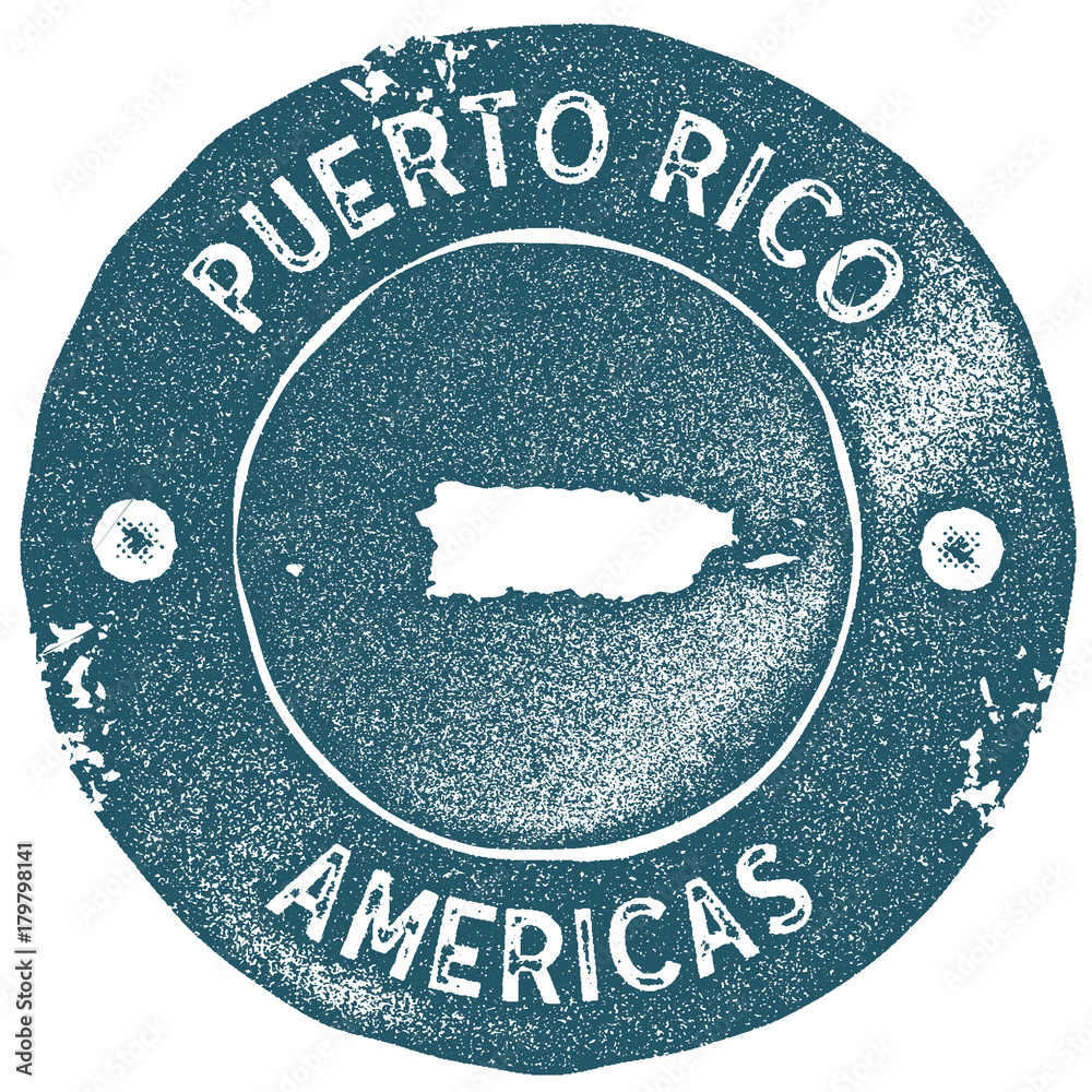 Puerto Rico map vintage stamp. Retro style handmade label. Puerto Rico ...