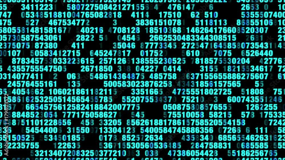 Technology background with digital Numbers Blinking in 3D Layers and ...