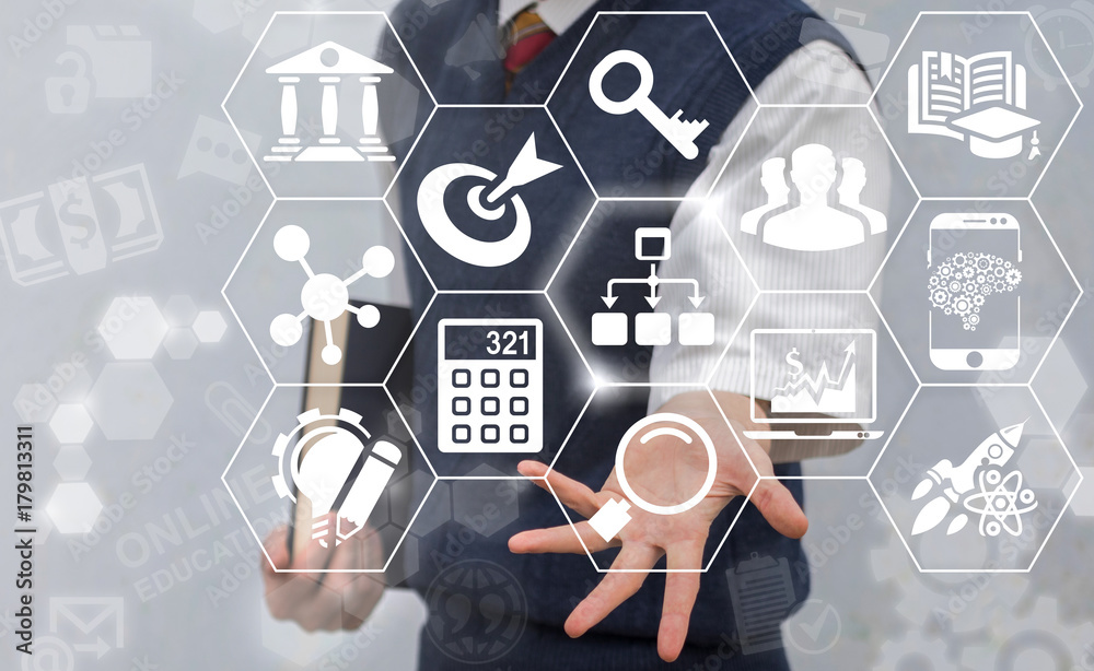 Education Structure, Learning Scheme, Flowchart Training concept. Boy ...