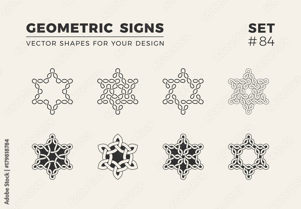 Set of eight minimalistic trendy shapes. Stylish vector logo emblems ...