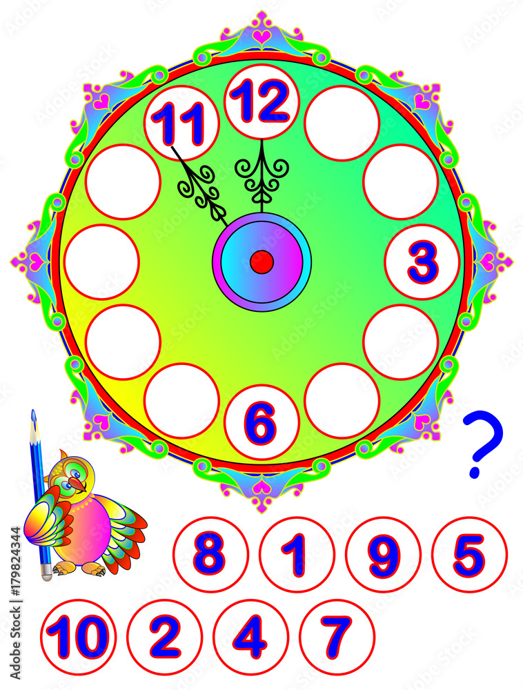 Worksheet for young children. Help to repair the clock. Find the ...