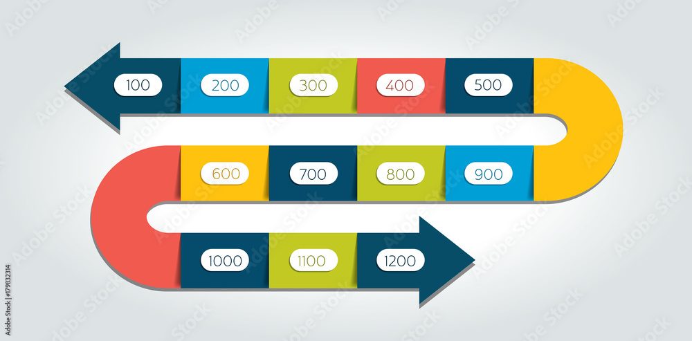 Snake arrow infographic, template, diagram, chart, timeline. Vector ...