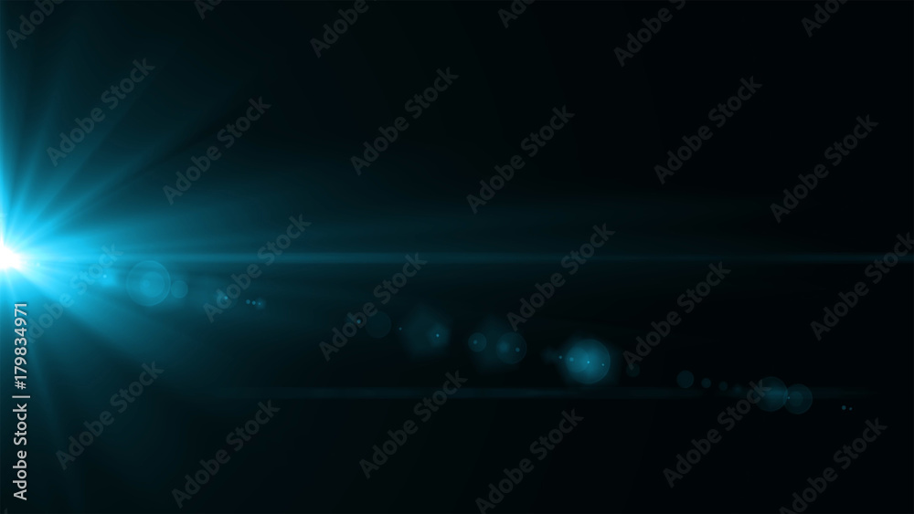 colorful digital lens flare with bright light in black background for ...