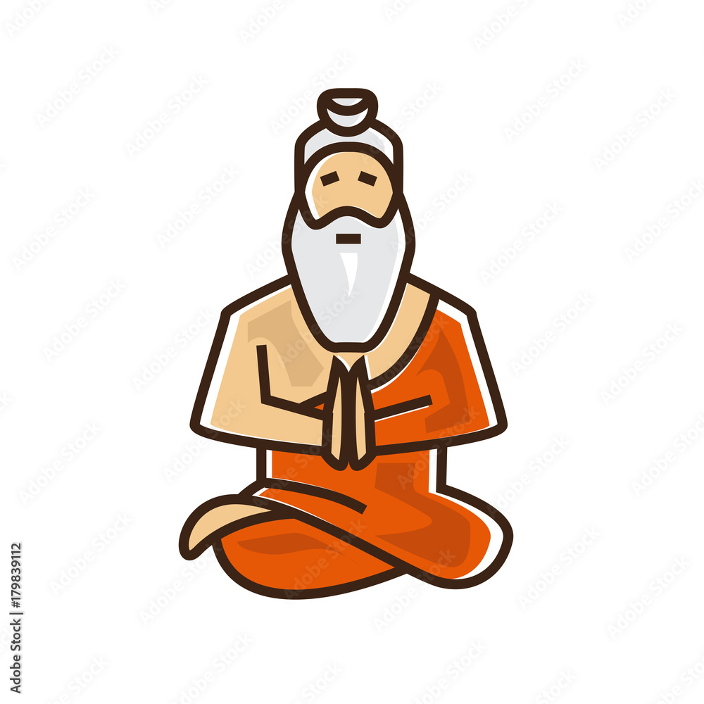 indian saint illustration, hindu sage, old man saint, illustration ...