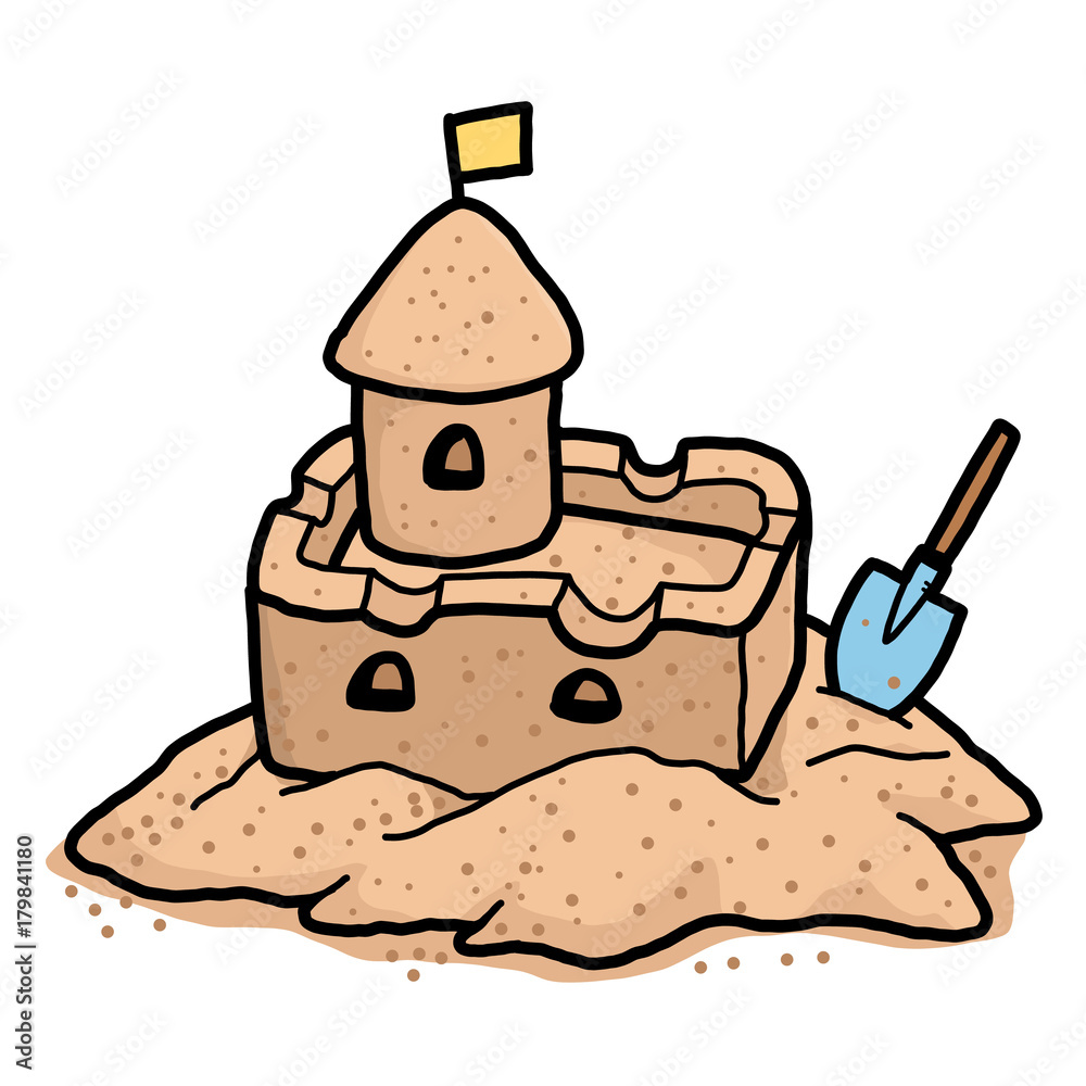 sand castle / cartoon vector and illustration, hand drawn style ...