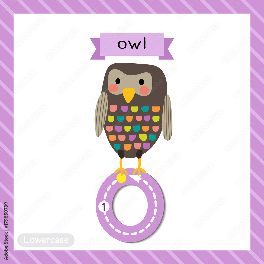 Letter O lowercase cute children colorful zoo and animals ABC alphabet ...