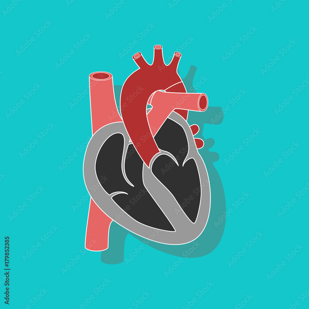 human heart paper sticker on stylish background Stock Vector | Adobe Stock