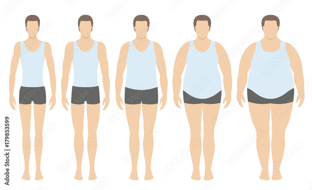 Body mass index vector illustration from underweight to extremely obese ...