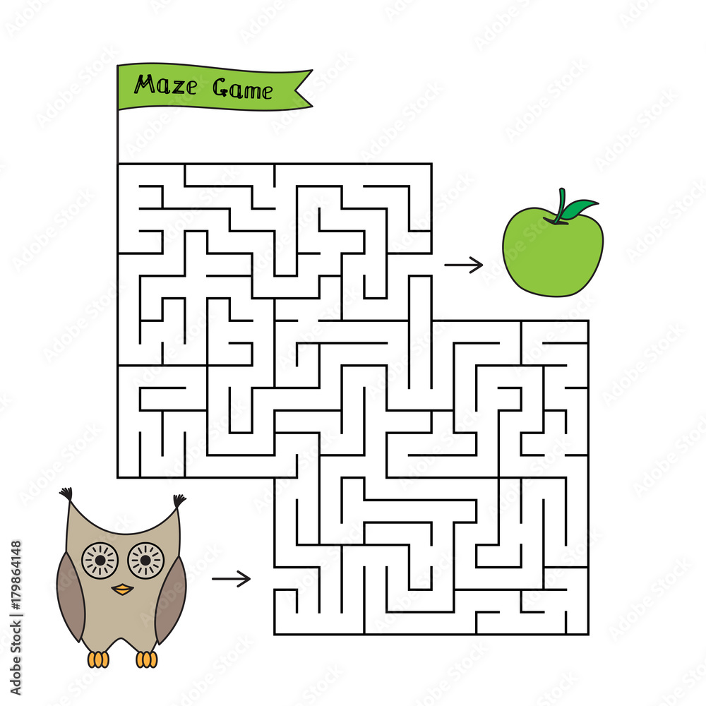 Cartoon Owl Maze Game Stock Vector | Adobe Stock
