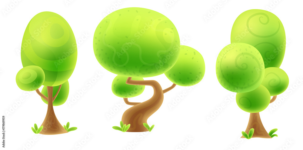 Cartoon trees Stock Vector | Adobe Stock